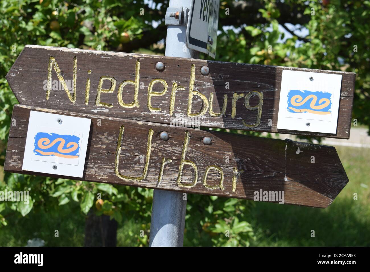 hiking sign in Rhine valley Stock Photo - Alamy