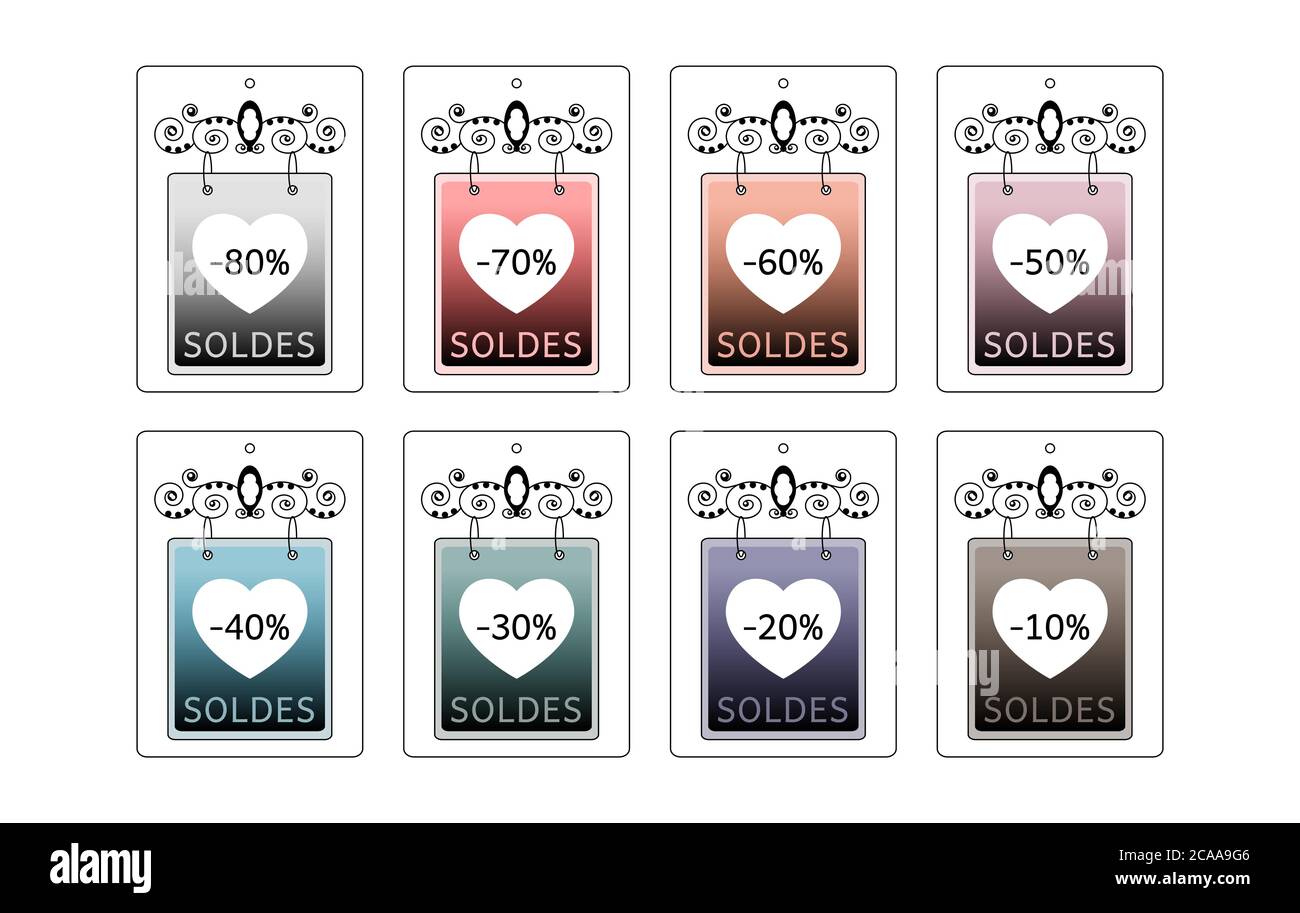 Set of price tags. Sale labels. Panel shaped. Colorful label and ...