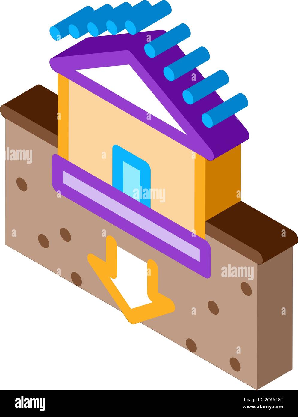 house foundation sags isometric icon vector illustration Stock Vector ...