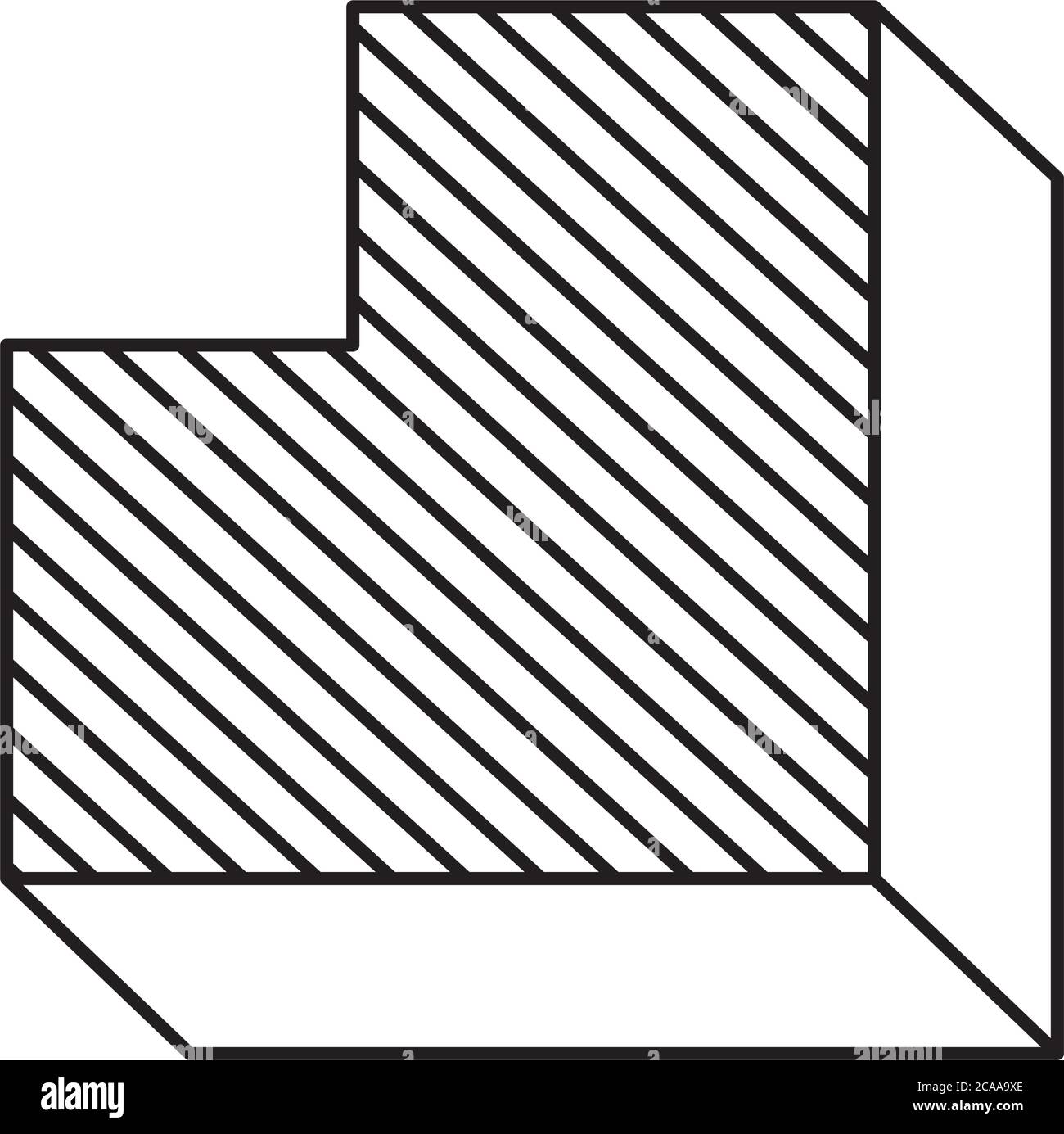 geometric shape with striped design over white background, line style ...