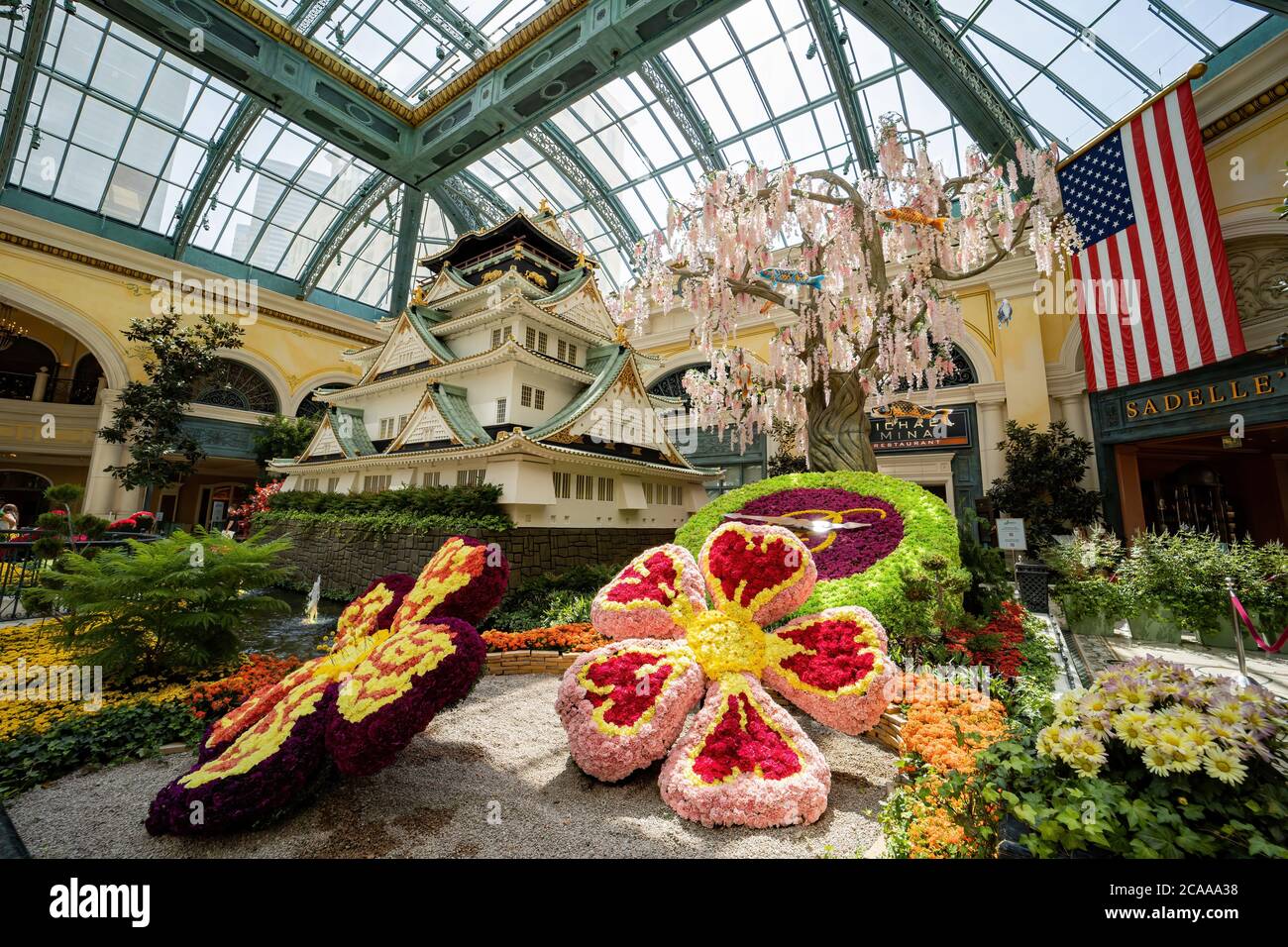 Las Vegas, AUG 2, 2020 - Interior view of the Bellagio Conservatory and ...