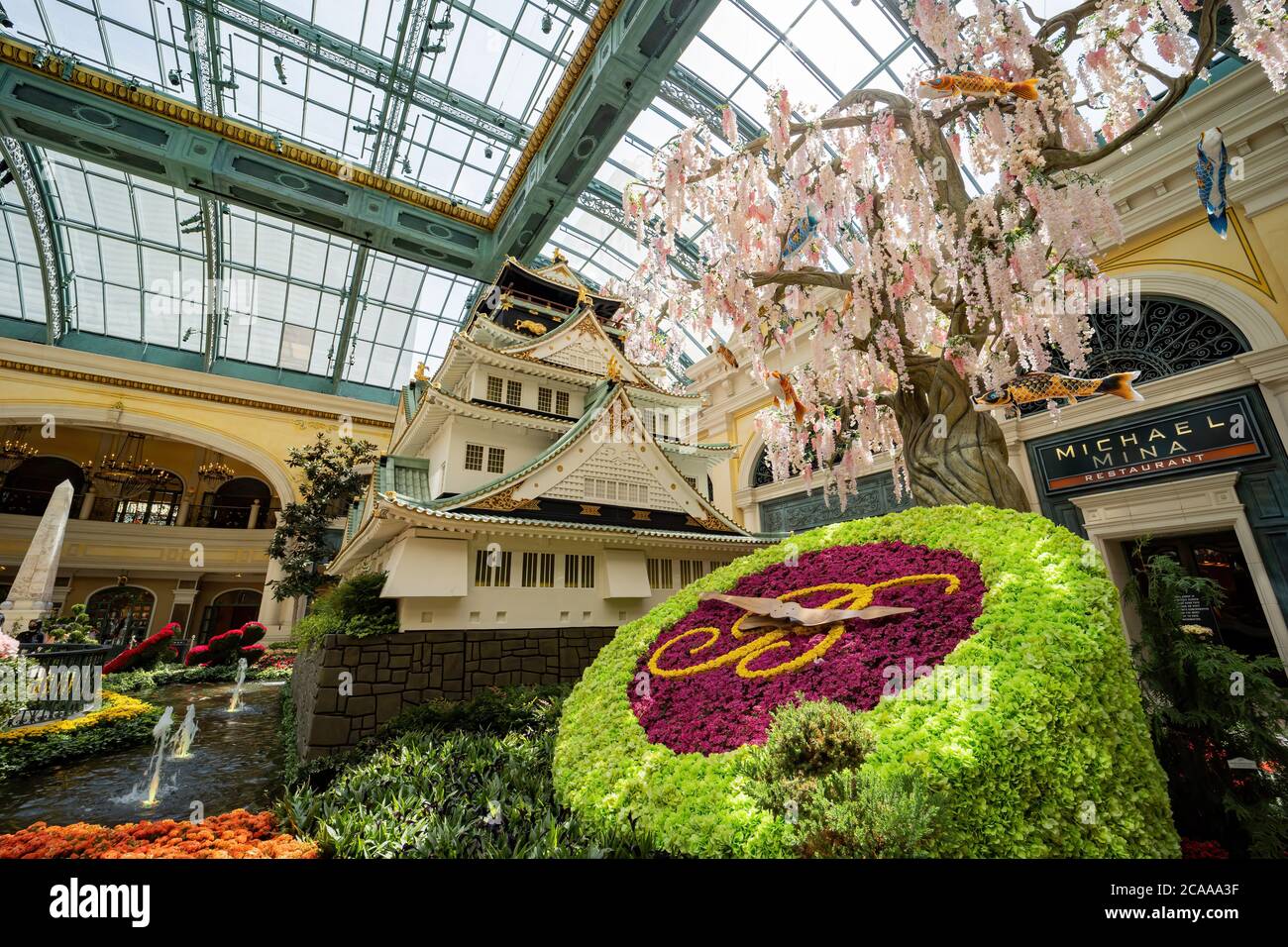 Las Vegas, AUG 2, 2020 - Interior view of the Bellagio Conservatory and ...