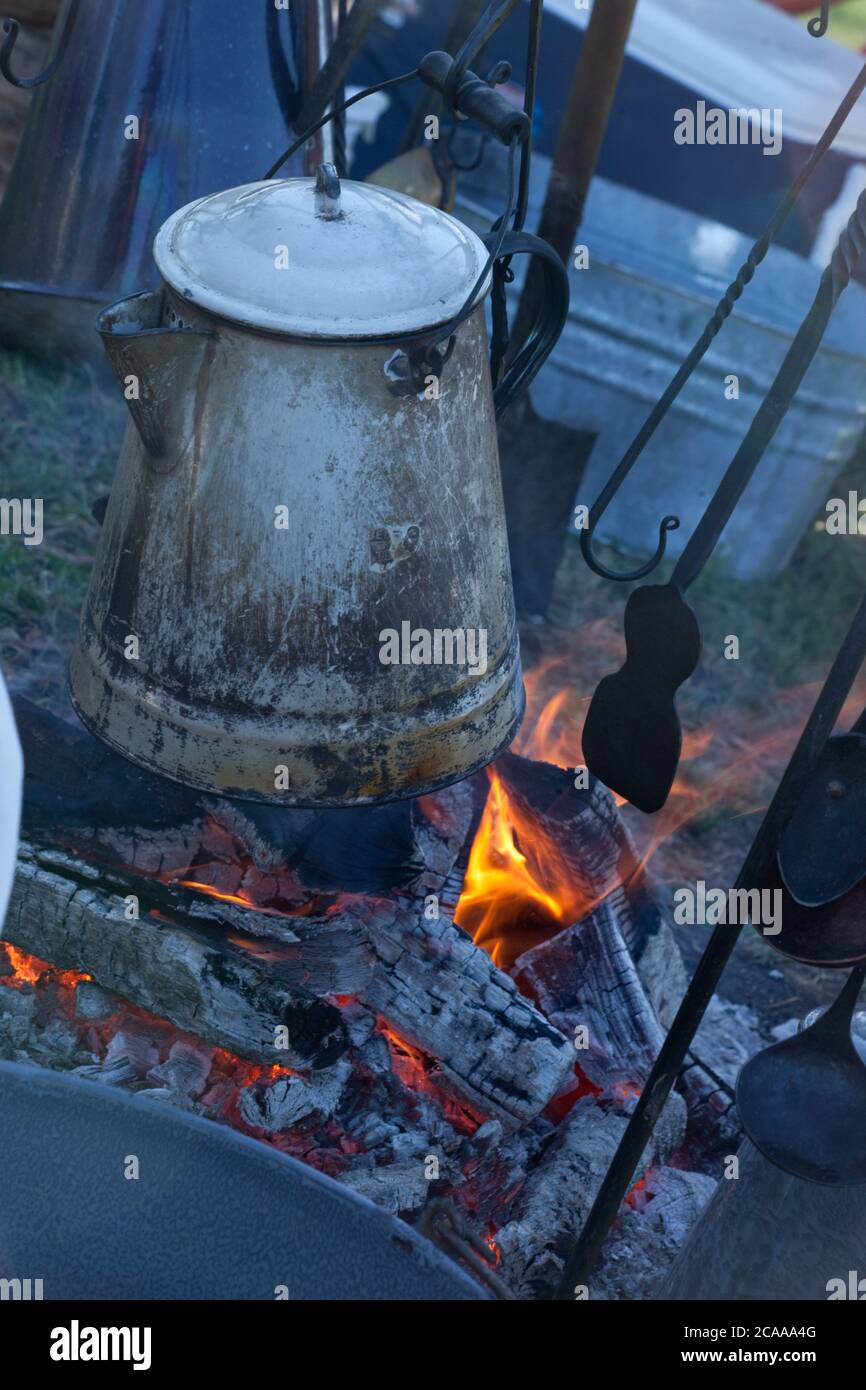 Coffee Pot over an open fire Stock Photo - Alamy