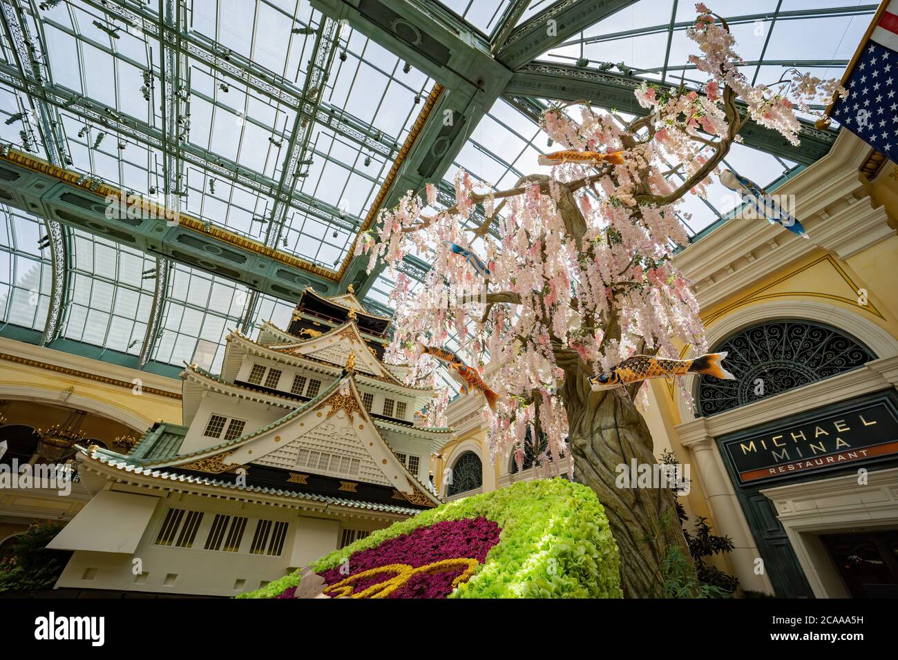 Las Vegas, AUG 2, 2020 - Interior view of the Bellagio Conservatory and ...