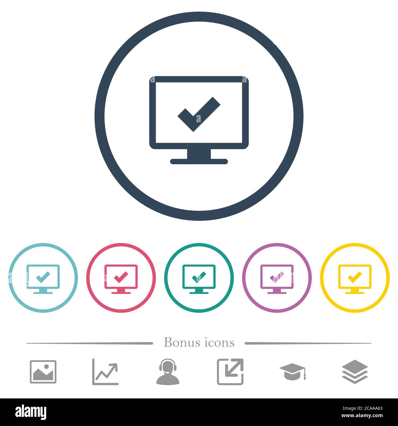 Accept display settings flat color icons in round outlines. 6 bonus ...