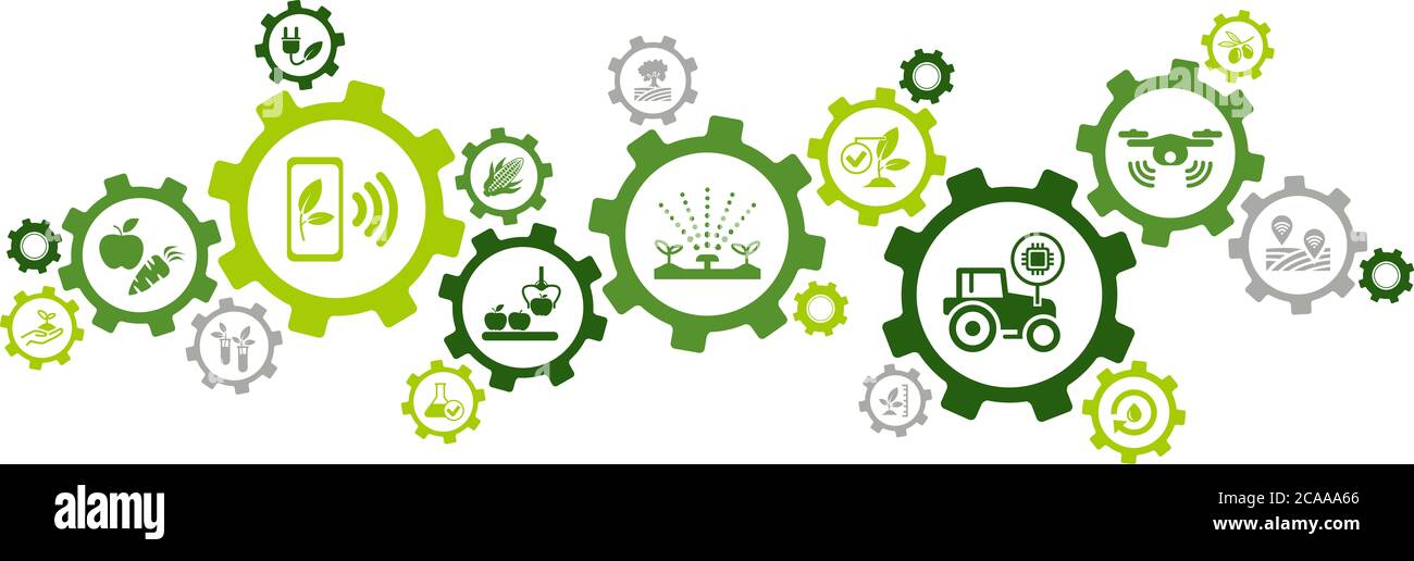 smart farm / agriculture technology / agritech icon concept – vector ...