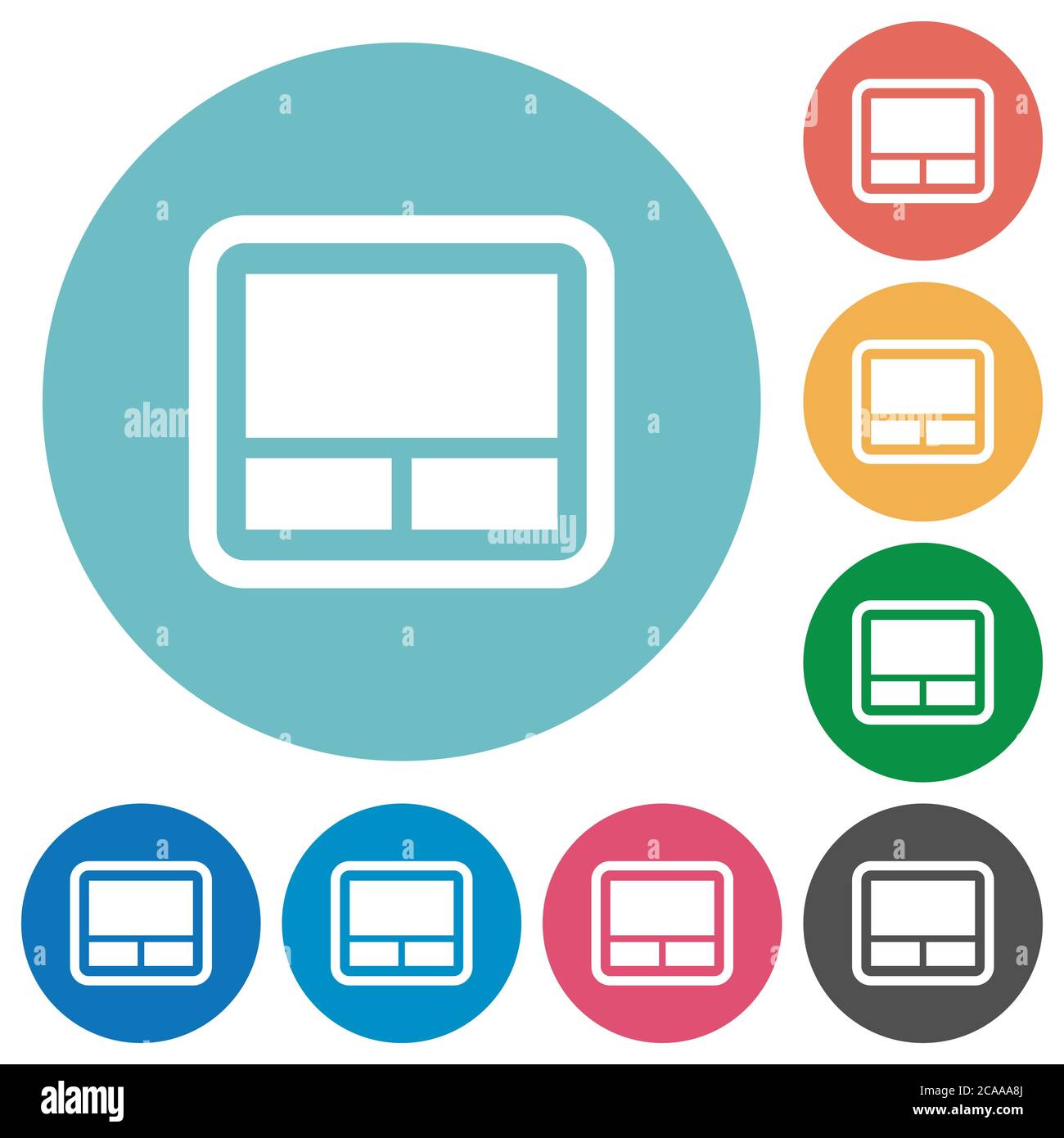 Laptop touchpad flat white icons on round color backgrounds Stock Vector Image & Art - Alamy