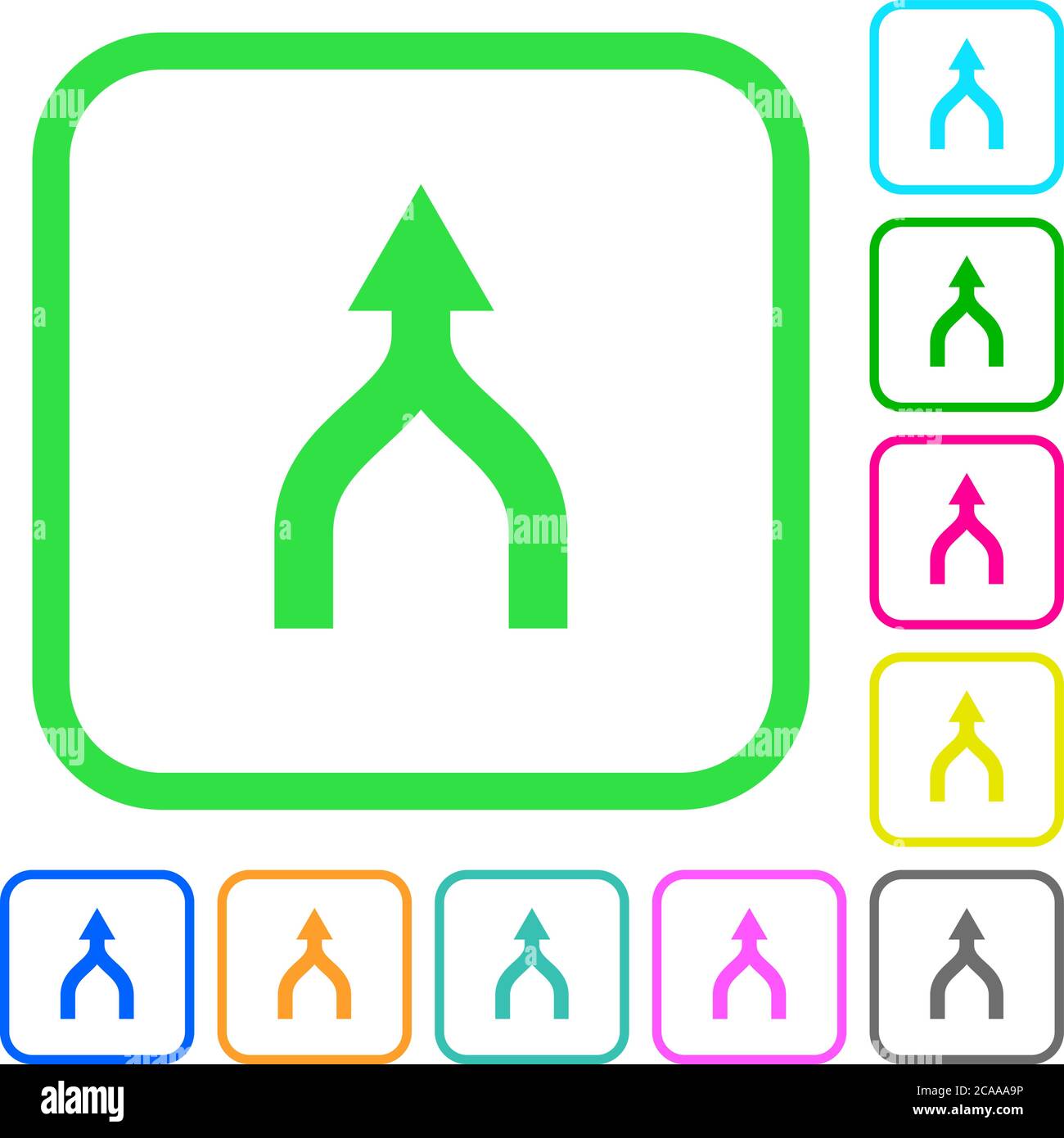Merge arrows up vivid colored flat icons in curved borders on white ...