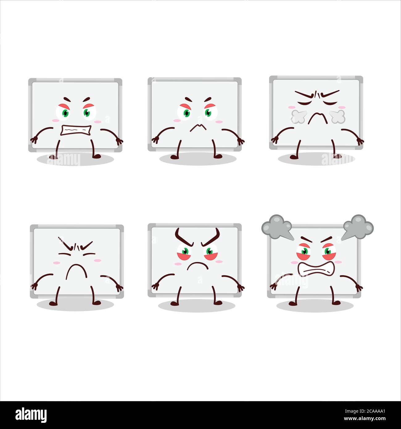 Whiteboard cartoon character with various angry expressions Stock ...