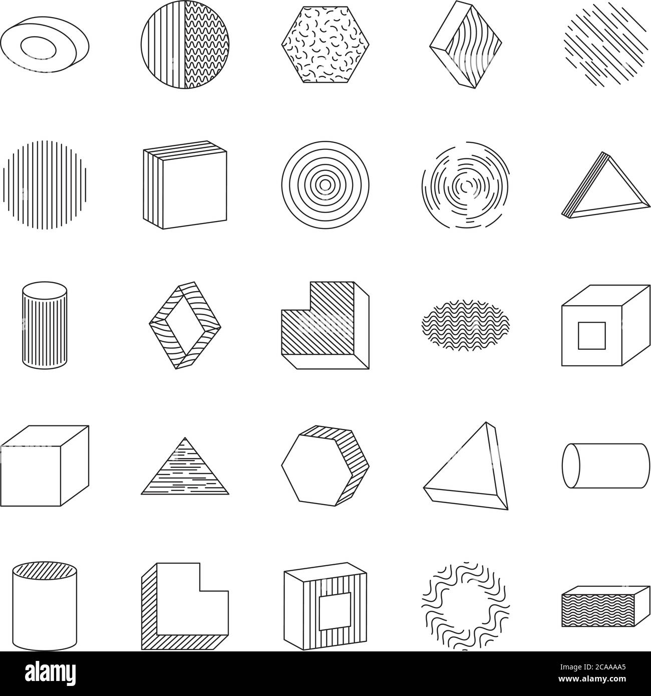 icon set of ellipses and geometric shapes over white background, line ...