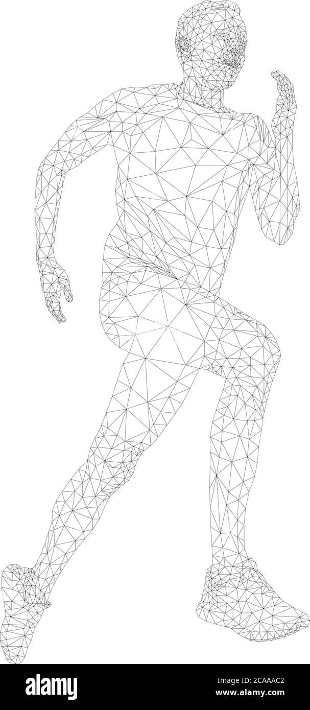 man runner athlete run. polygon wireframe vector Stock Vector Image ...