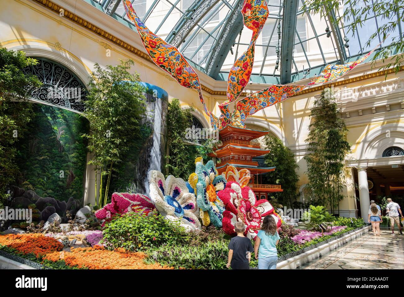 Las Vegas, AUG 2, 2020 - Interior view of the Bellagio Conservatory and ...