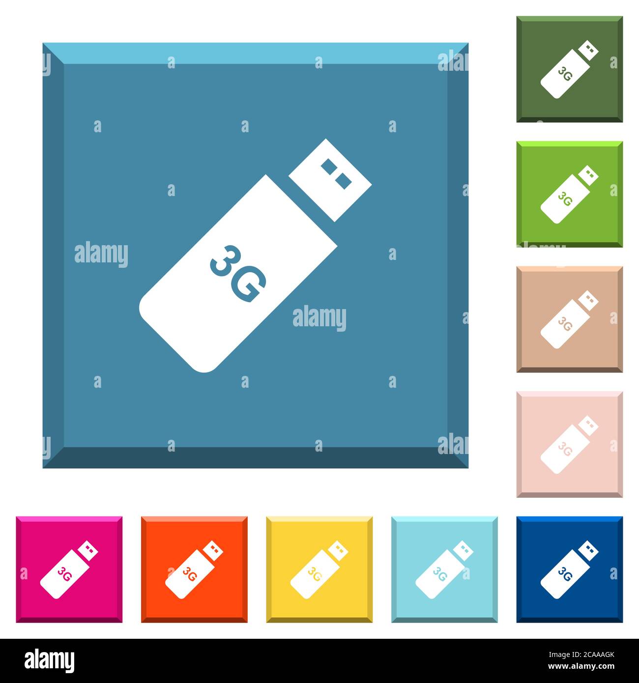 Third generation mobile stick white icons on edged square buttons in ...