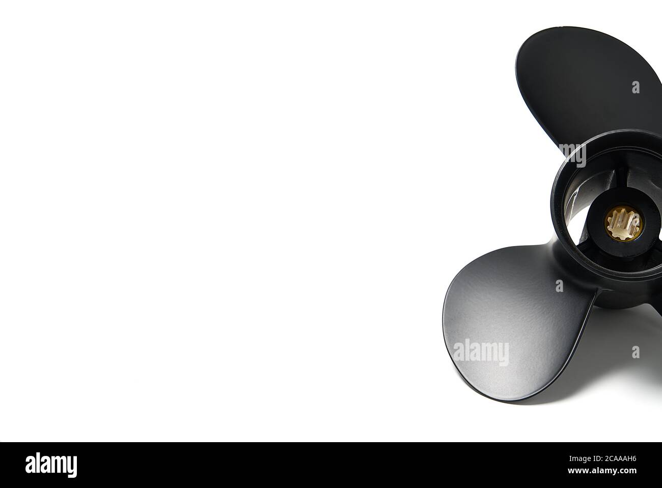 New black screw from a motor boat. three-bladed propeller. Isolated ...