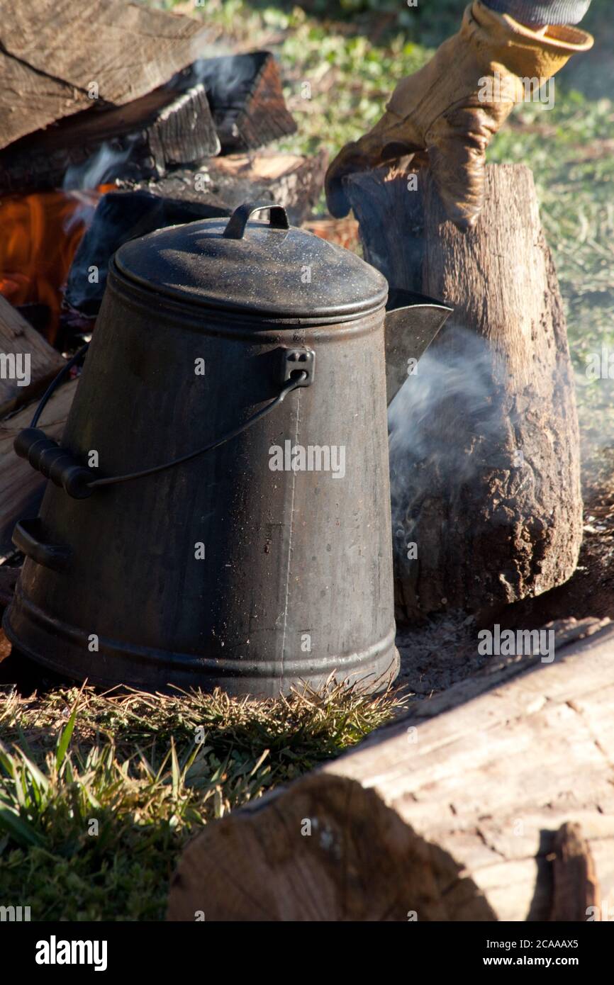 Coffee Pot over an open fire Stock Photo - Alamy