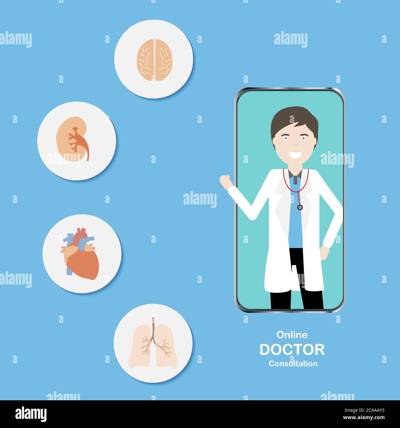 Concepts of online doctor consultation in specialties. Illustration of ...