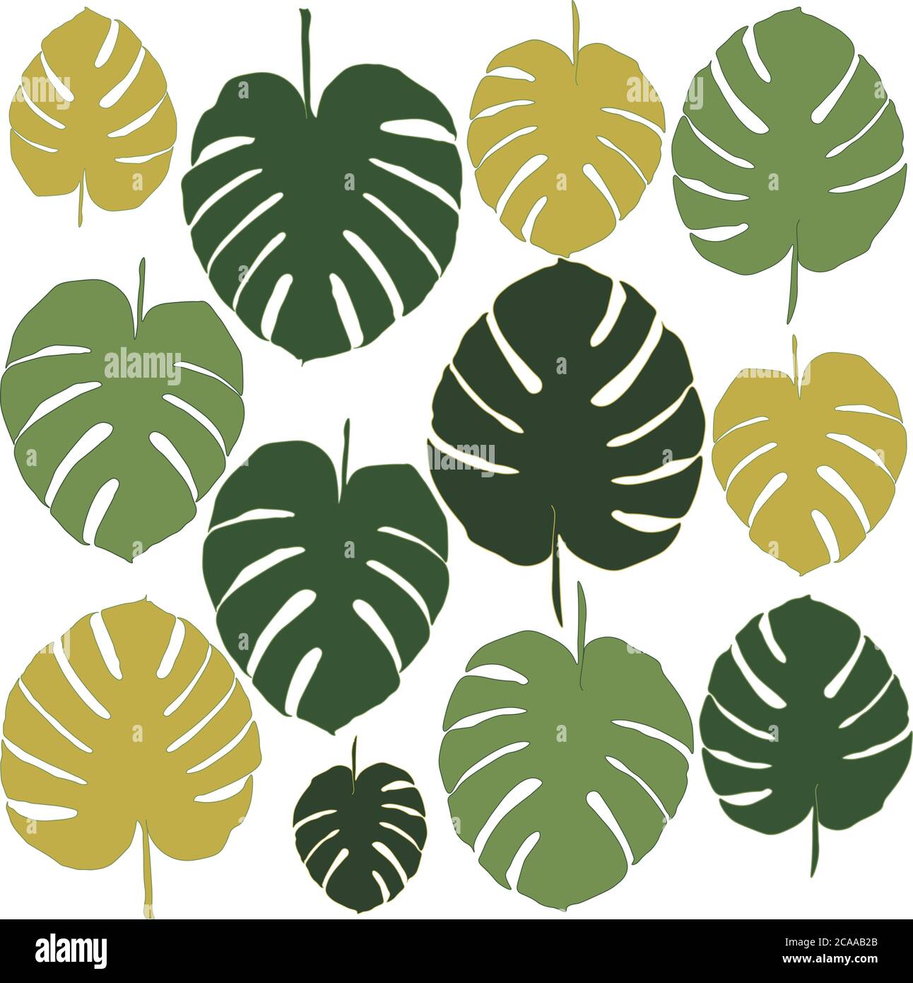 Set of tropic leaves isolated for card, template and cover design ...