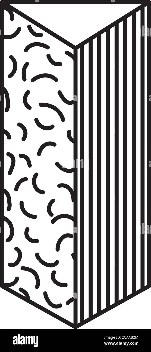 triangular prism shape with abstract design over white background, line ...