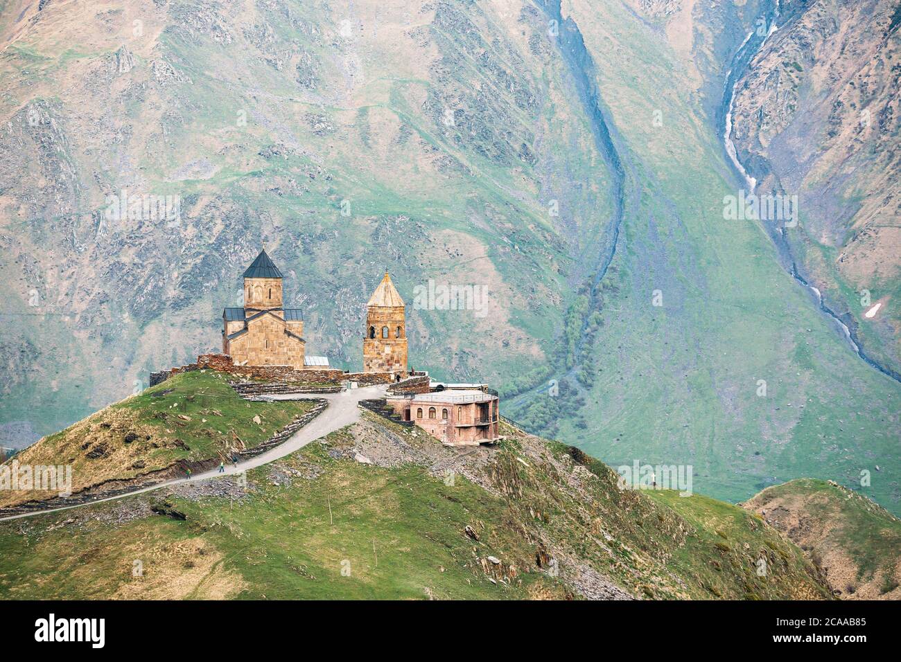 Stephantsminda, Georgia. Gergeti Trinity Church Or Tsminda Sameba ...