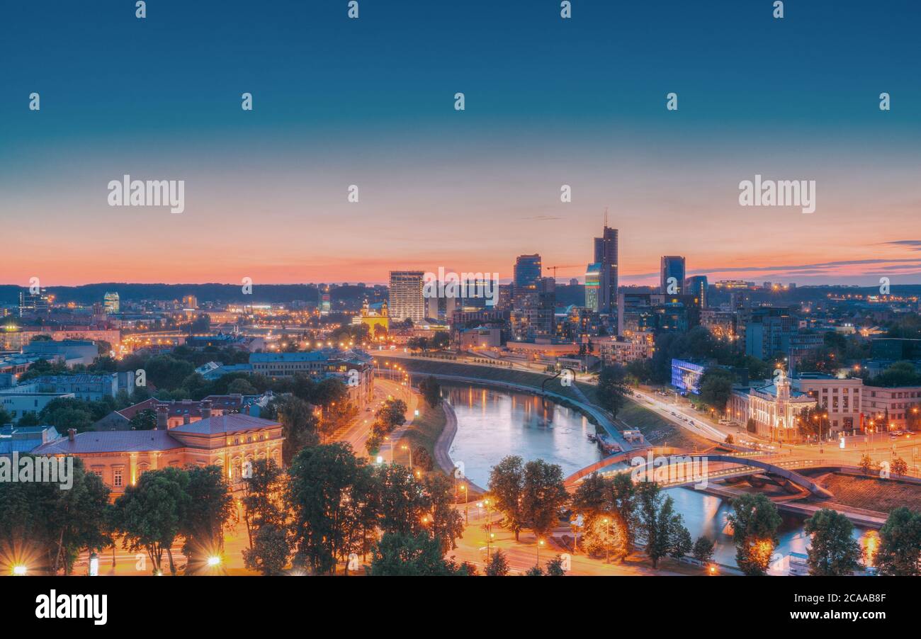 Vilnius, Lithuania, Europe. Sunset Cityscape. Modern Office Buildings ...