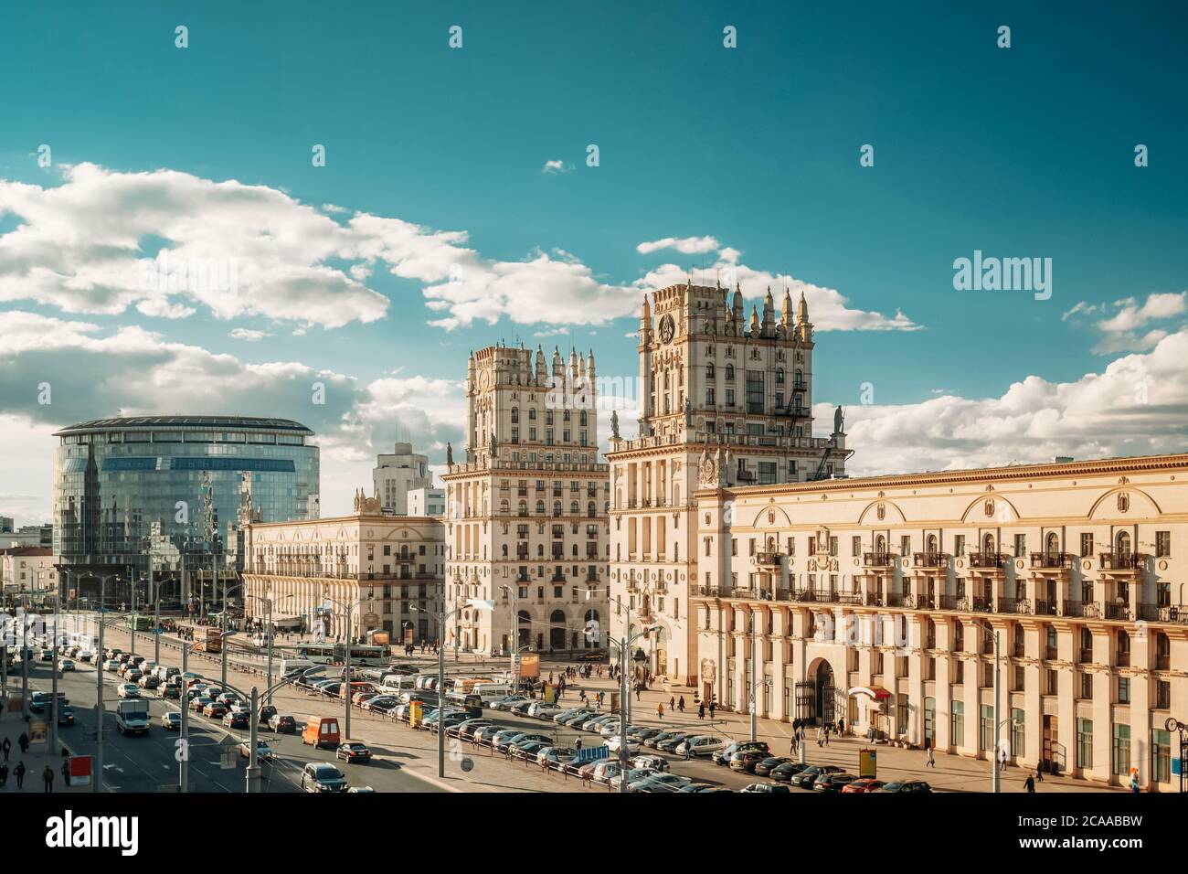 Minsk, Belarus. Two Buildings Towers Symbolizing The Gates Of Minsk ...
