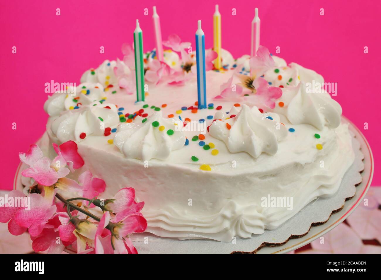 Birthday cake with candles Stock Photo - Alamy