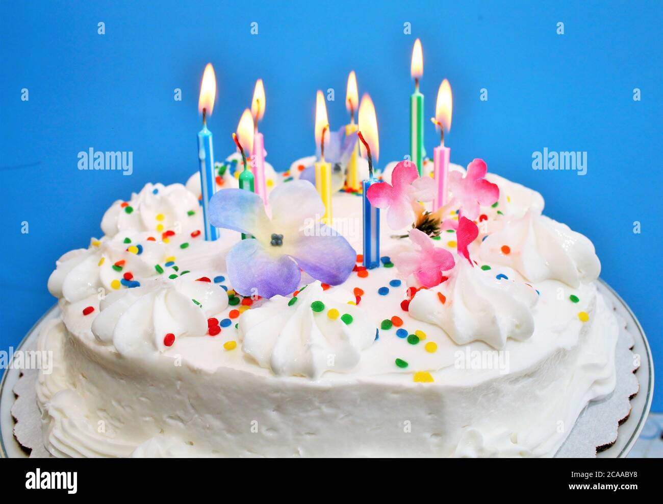 Birthday cake with candles Stock Photo - Alamy