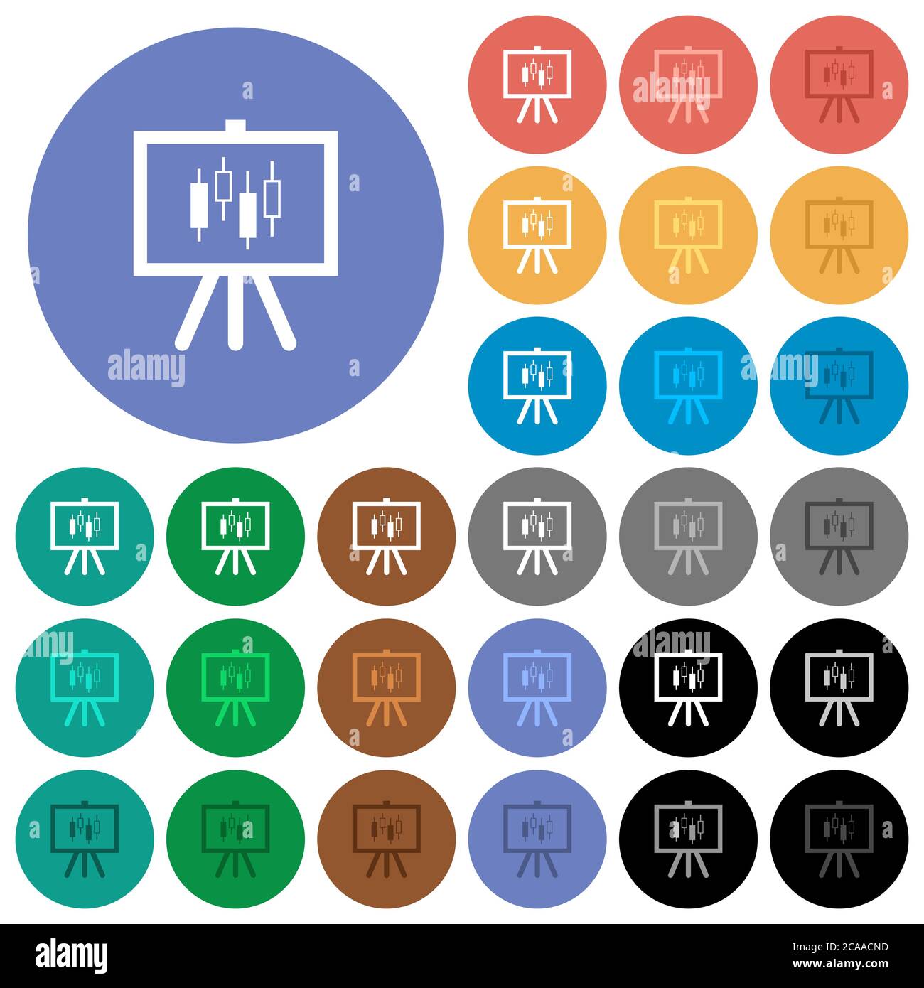 Presentation table with candlestick chart multi colored flat icons on ...