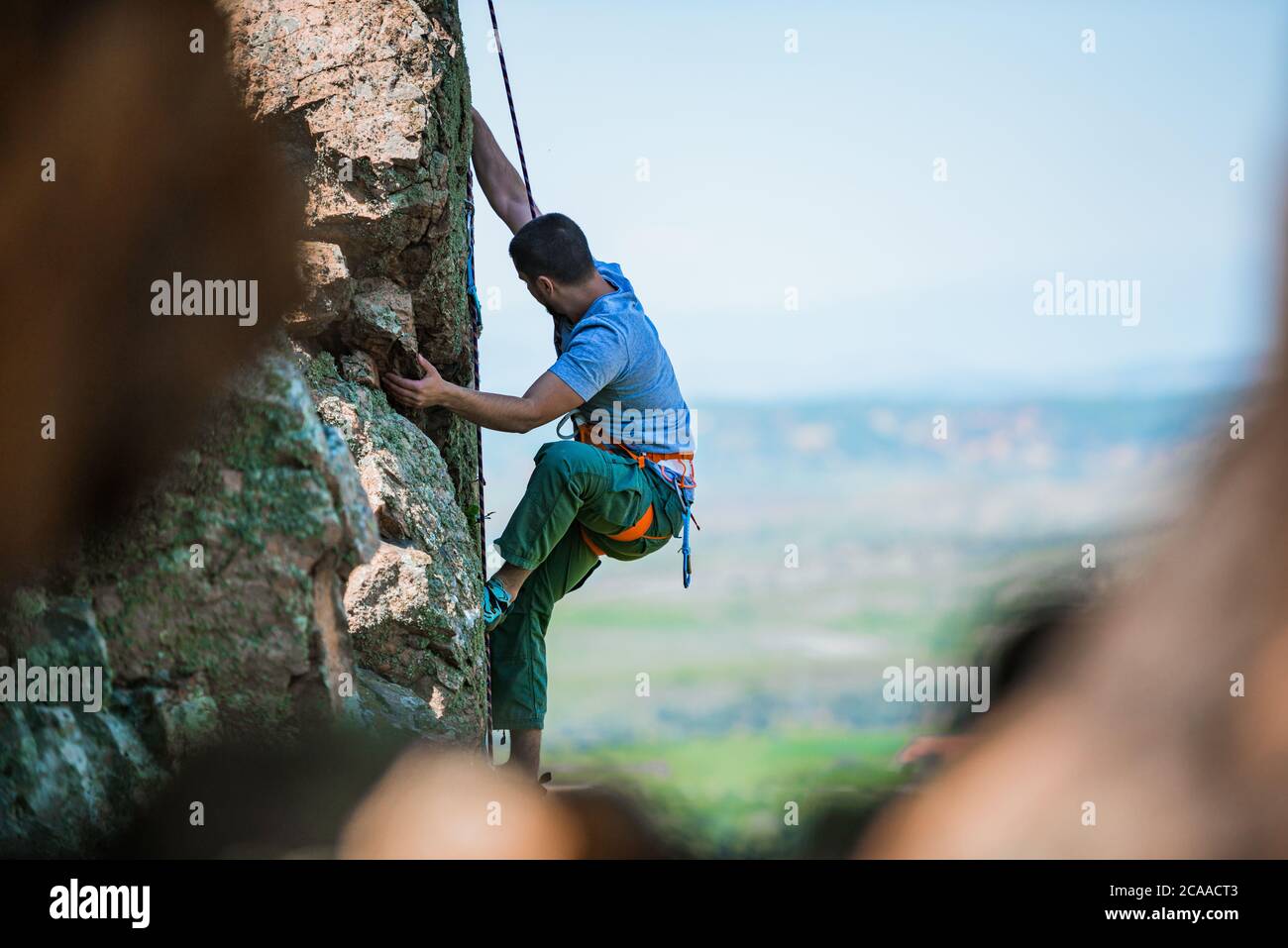 Climbing rock climber free climbing strong fit man fitness sport model ...
