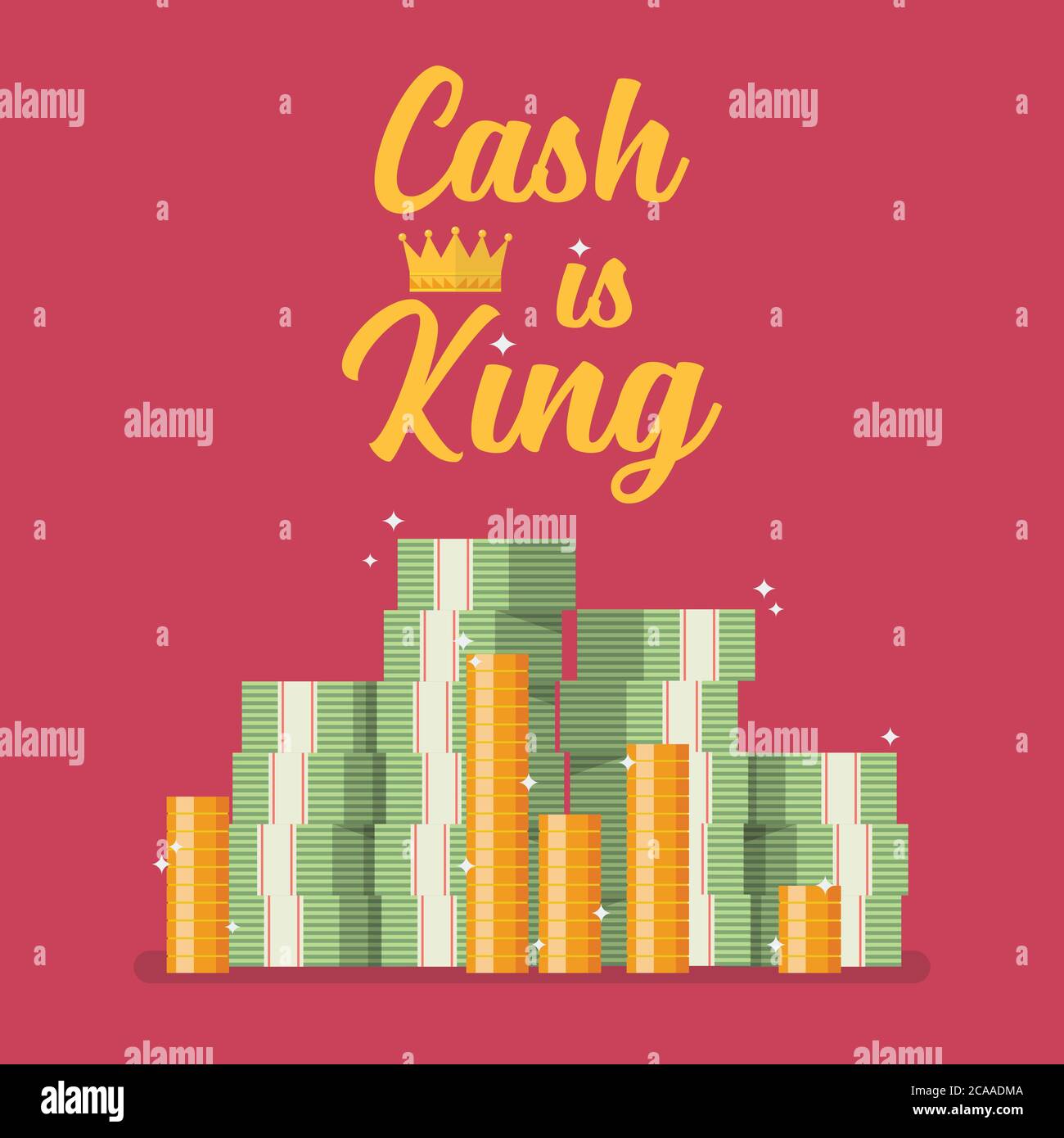 Cash is king text with pile of money. Vector illustration Stock Vector ...