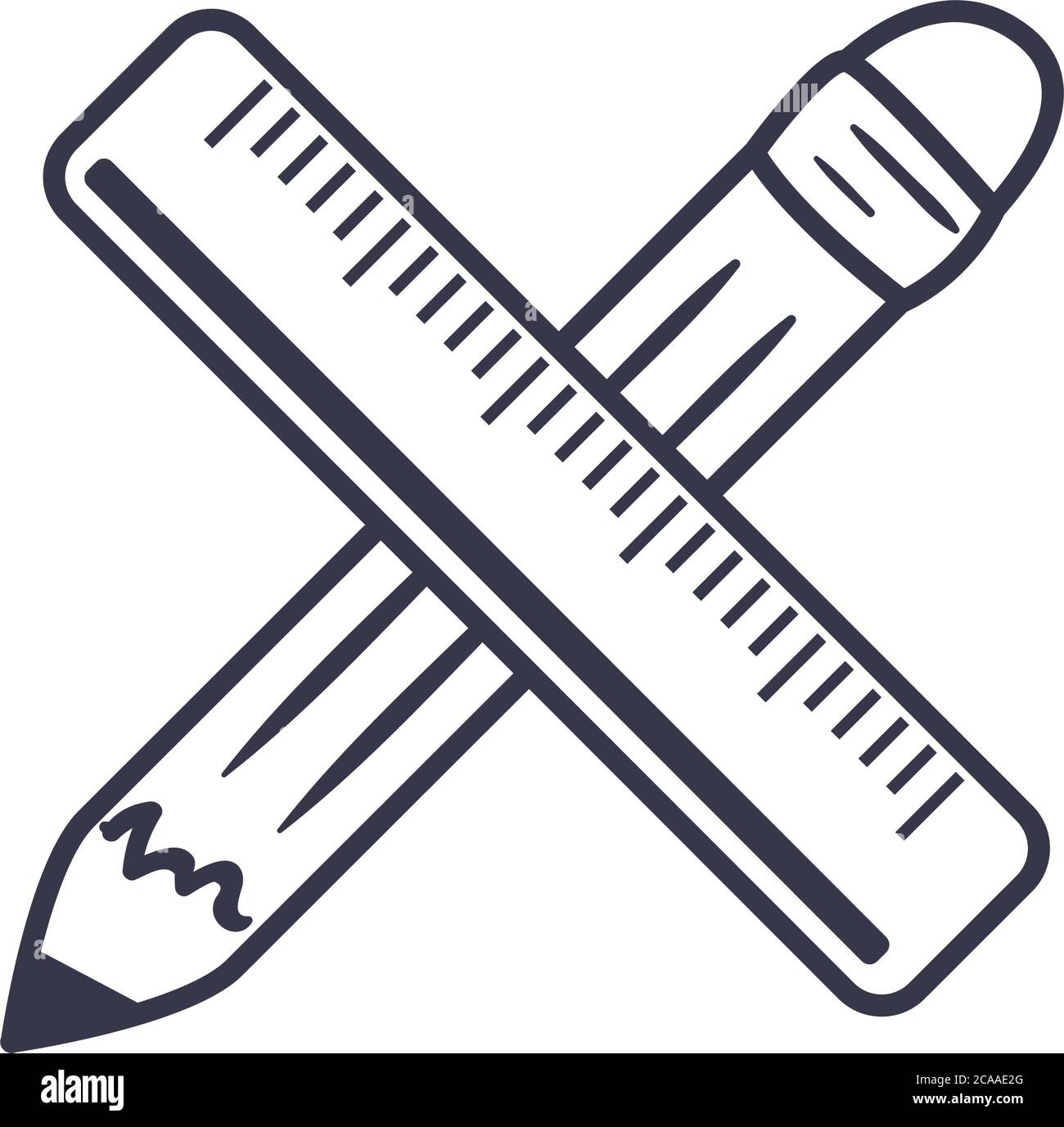 Pencil and ruler line style icon design, write office object instrument ...