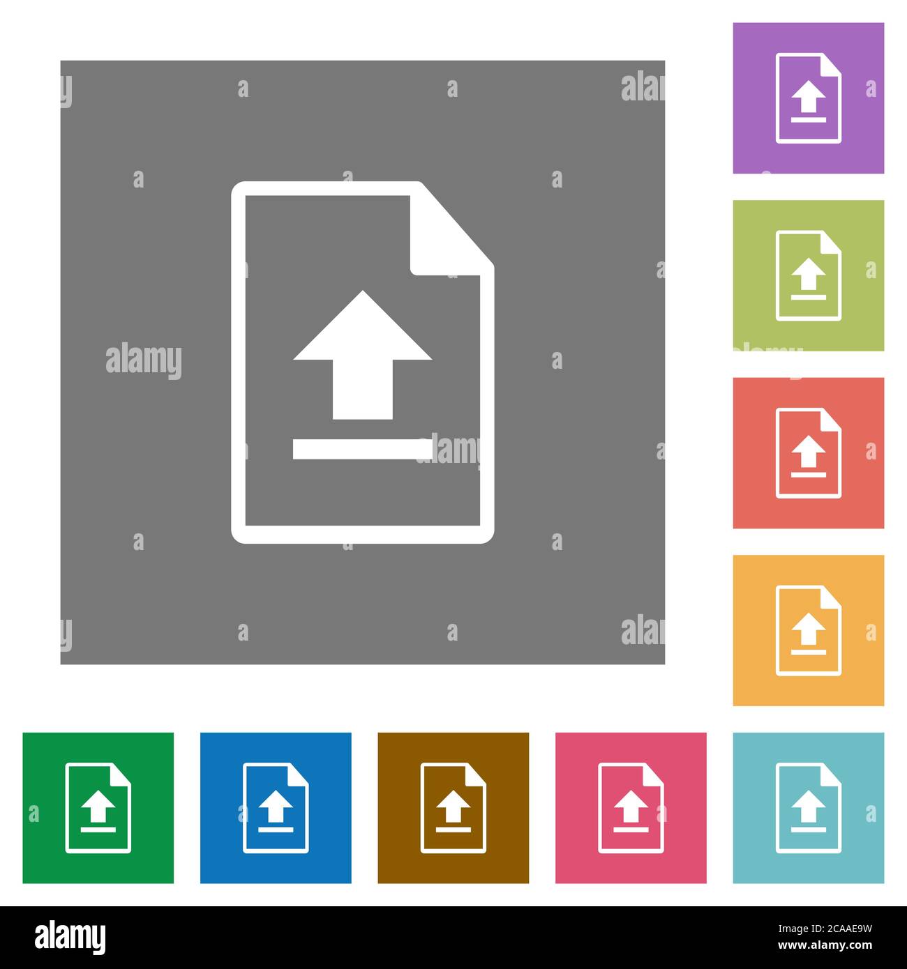 Upload file flat icons on simple color square backgrounds Stock Vector ...