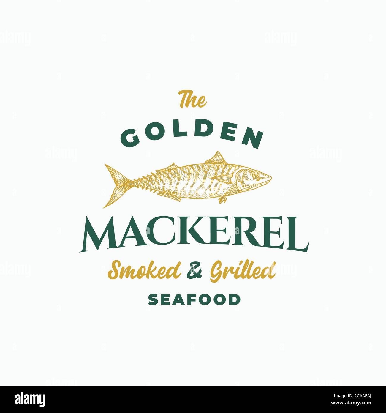 Golden Mackerel Smoked and Grilled Seafood. Abstract Vector Sign ...