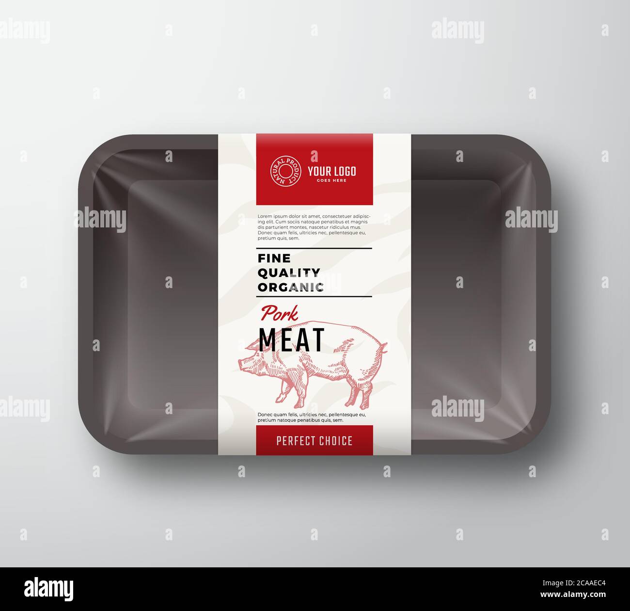 Fine Quality Pork Meat. Abstract Vector Plastic Tray Container with ...