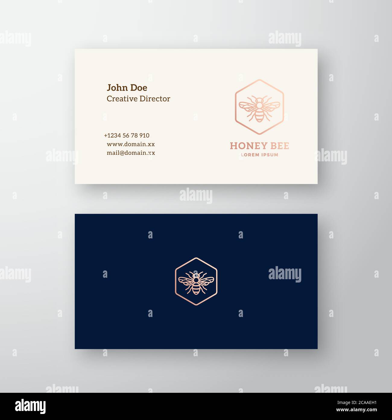 Honey Bee Abstract Elegant Vector Logo and Business Card Template. Line ...