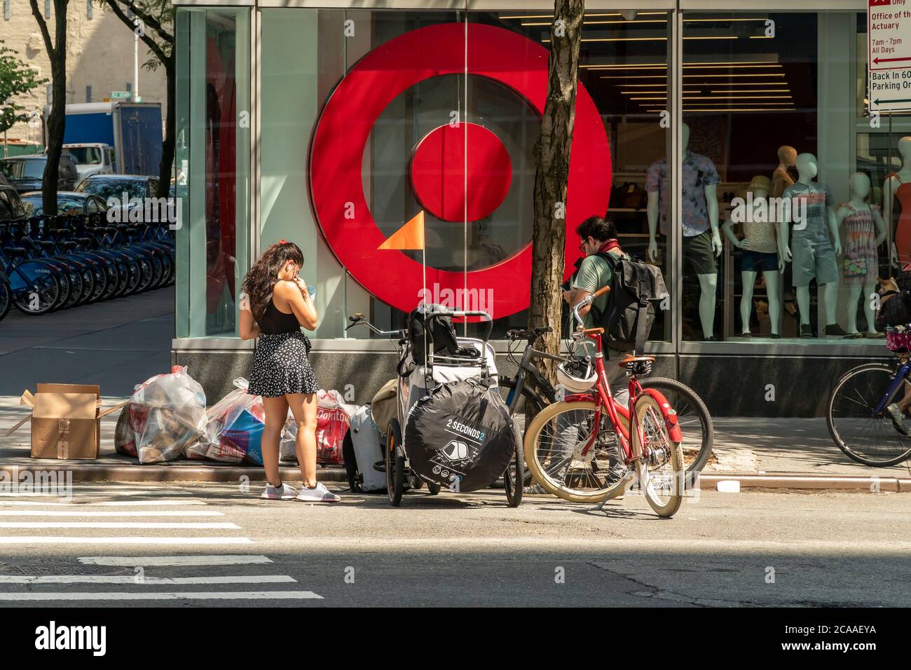 Shoppers outside a Target store in Lower Manhattan in New York on ...