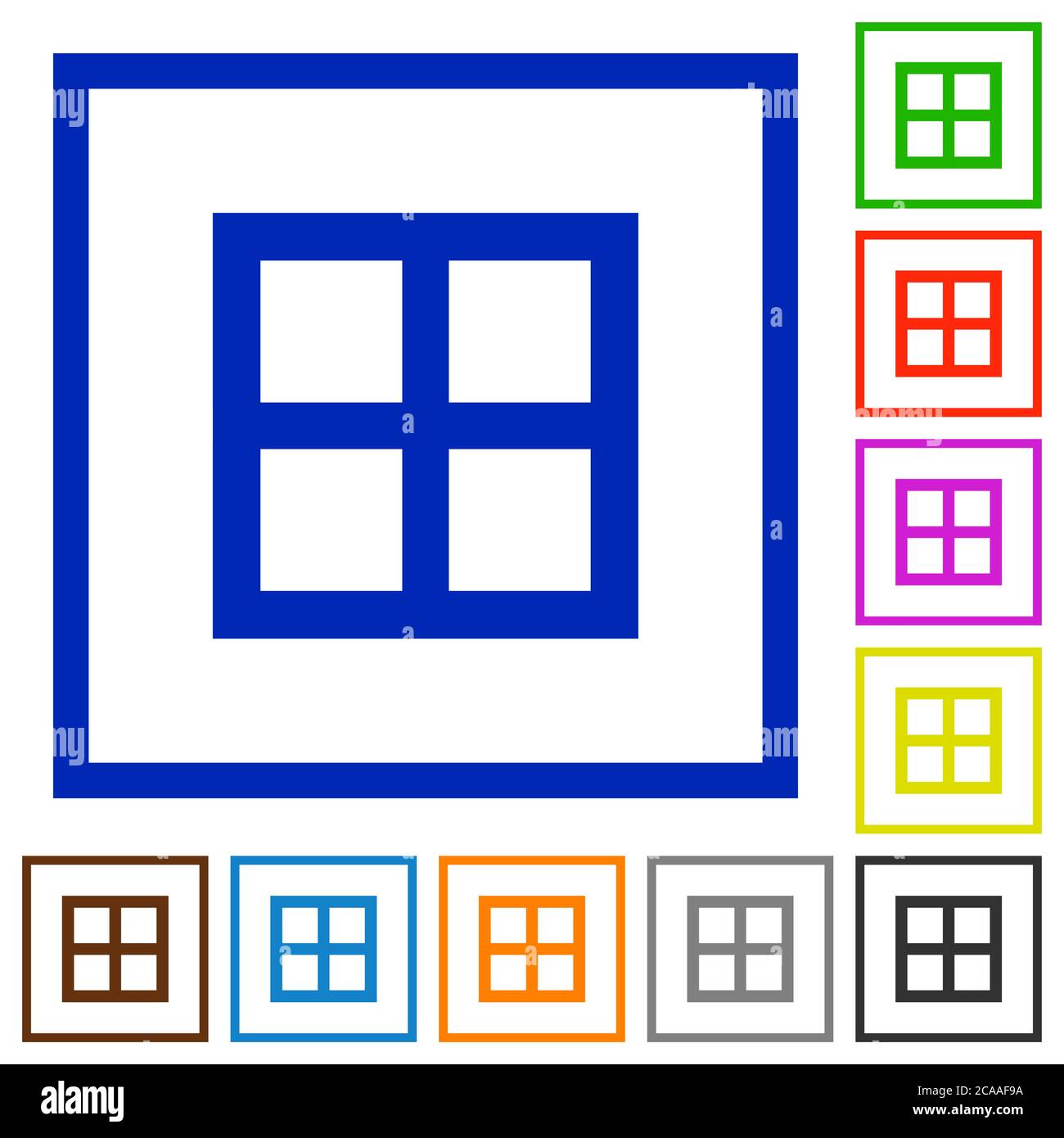 All borders flat color icons in square frames on white background Stock ...