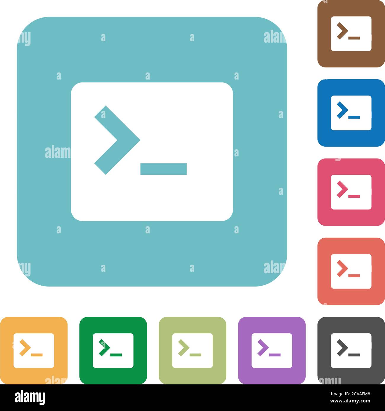 Command terminal white flat icons on color rounded square backgrounds Stock Vector Image & Art ...