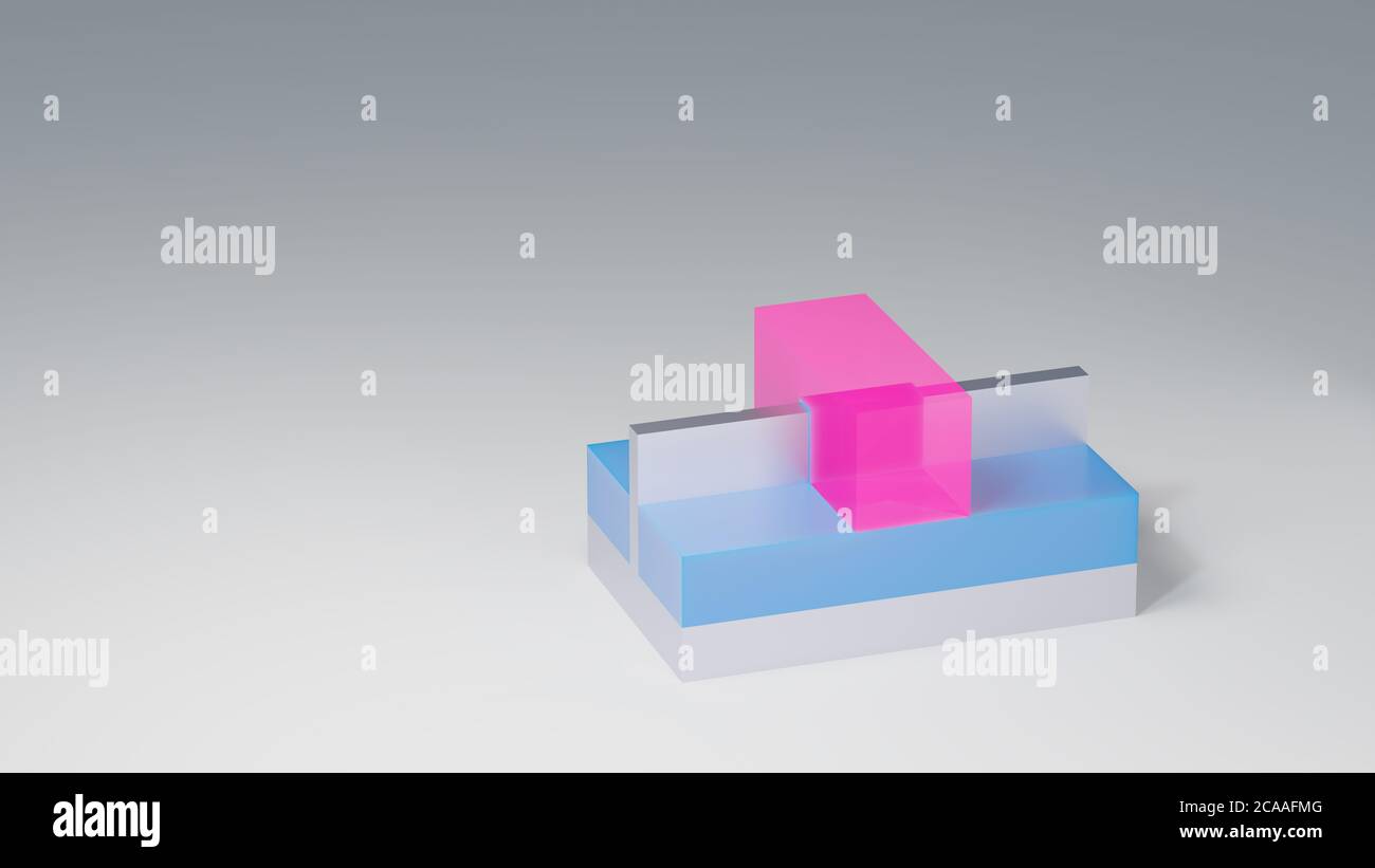 FINFET transistor 3D render. Fin FET transistor used for building ...