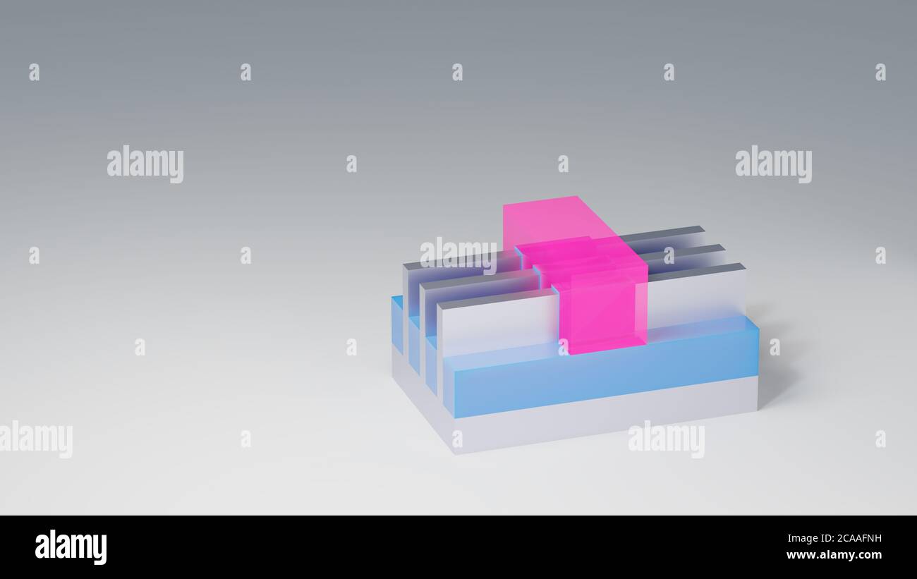FINFET Trigate (Multigate) transistor 3D render model. Fin FET Tri gate ...