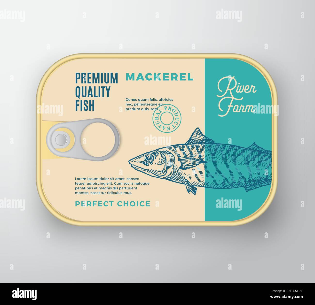 Abstract Vector Fish Aluminium Container with Label Cover. Retro ...