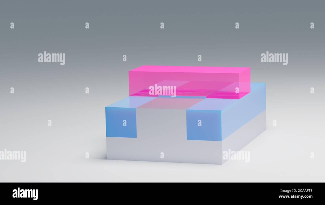 Planar CMOS transistor 3D render. Metal oxide semiconductor field ...