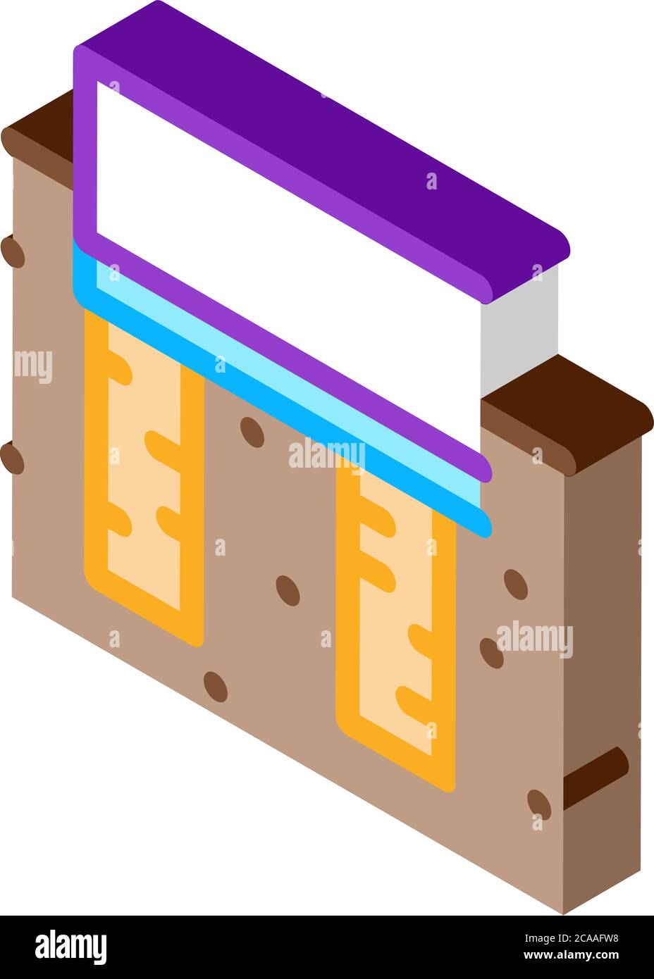 wooden foundation isometric icon vector illustration Stock Vector Image ...