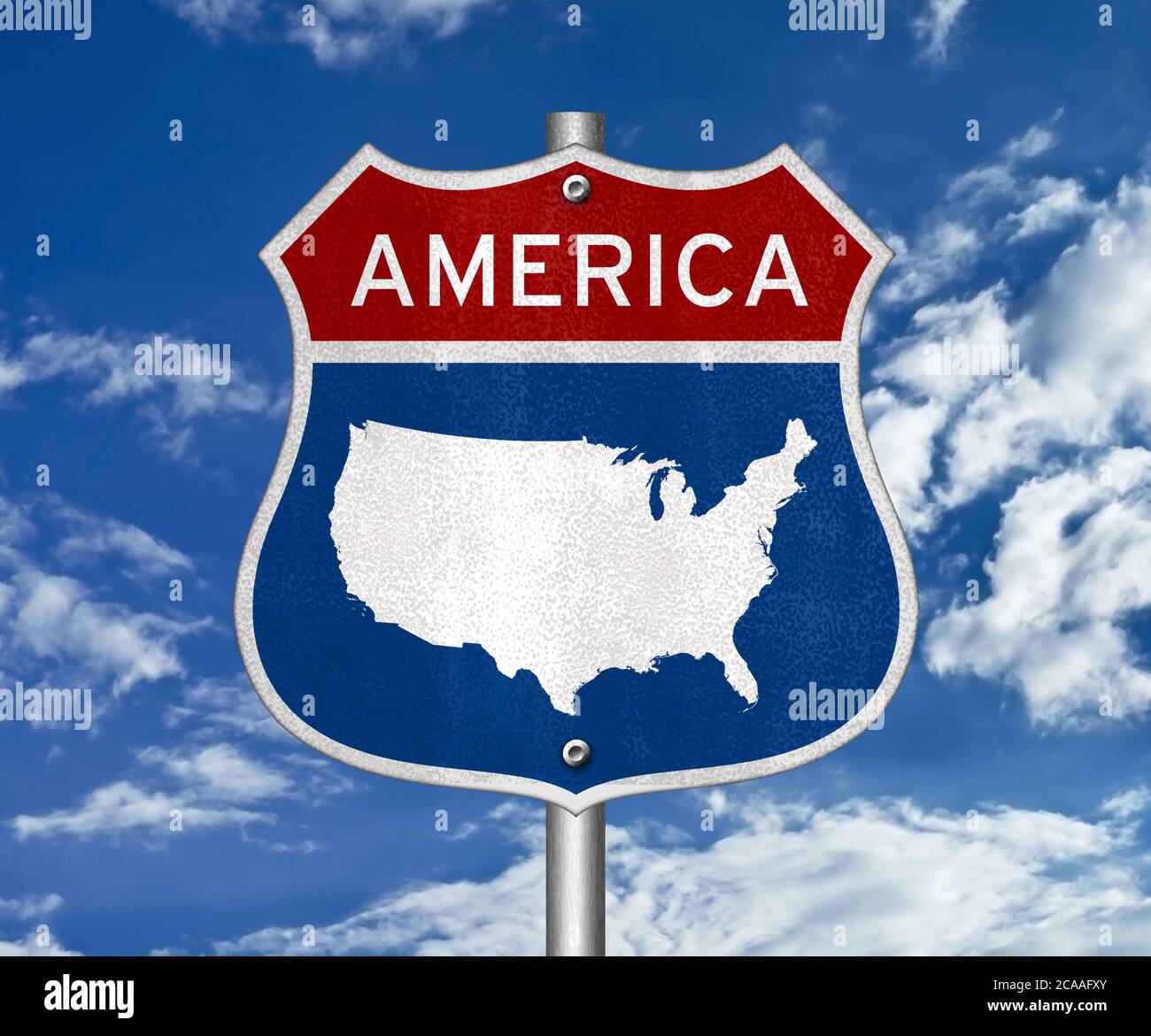 America map - road sign Stock Photo - Alamy