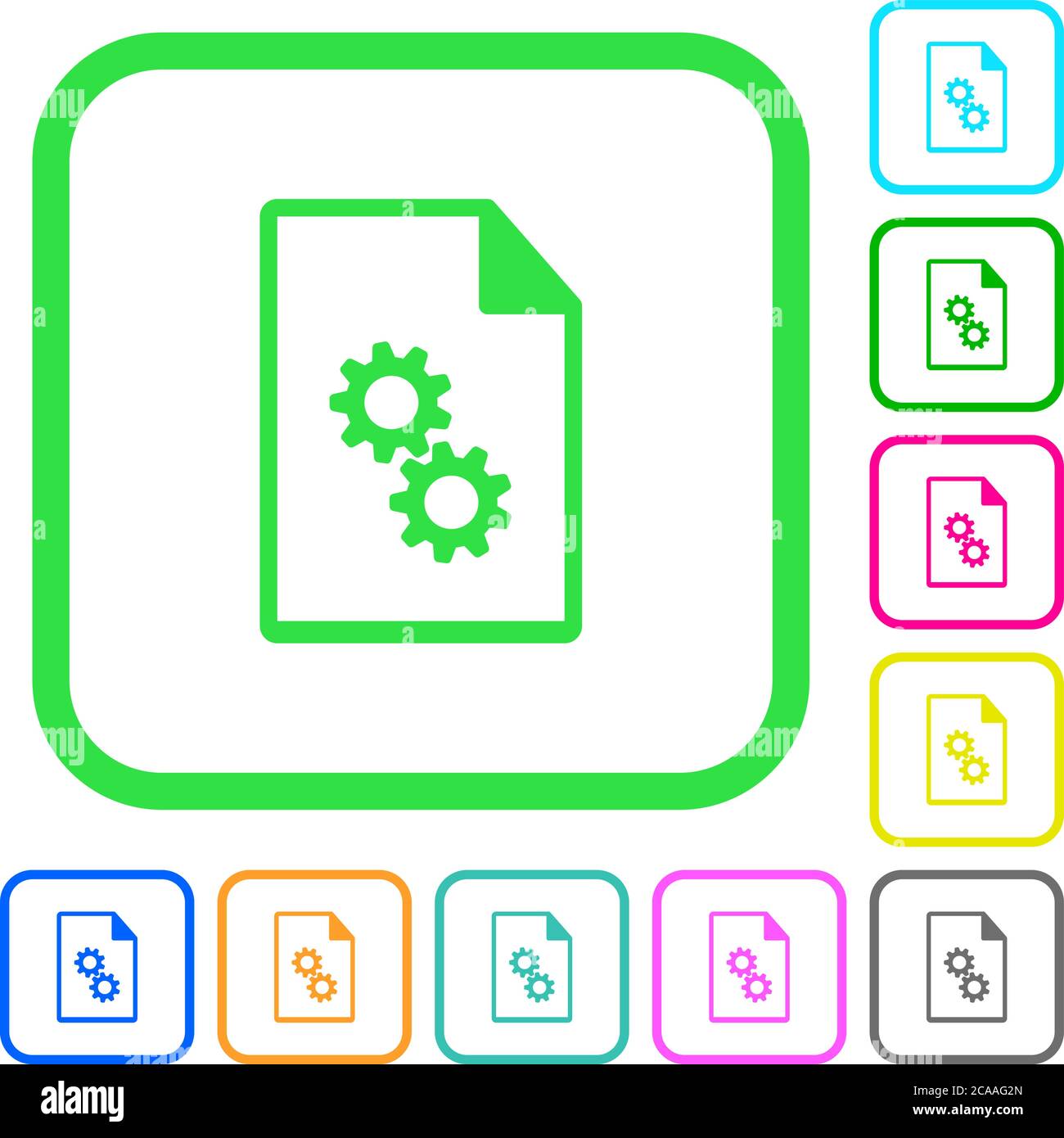 Executable file vivid colored flat icons in curved borders on white ...