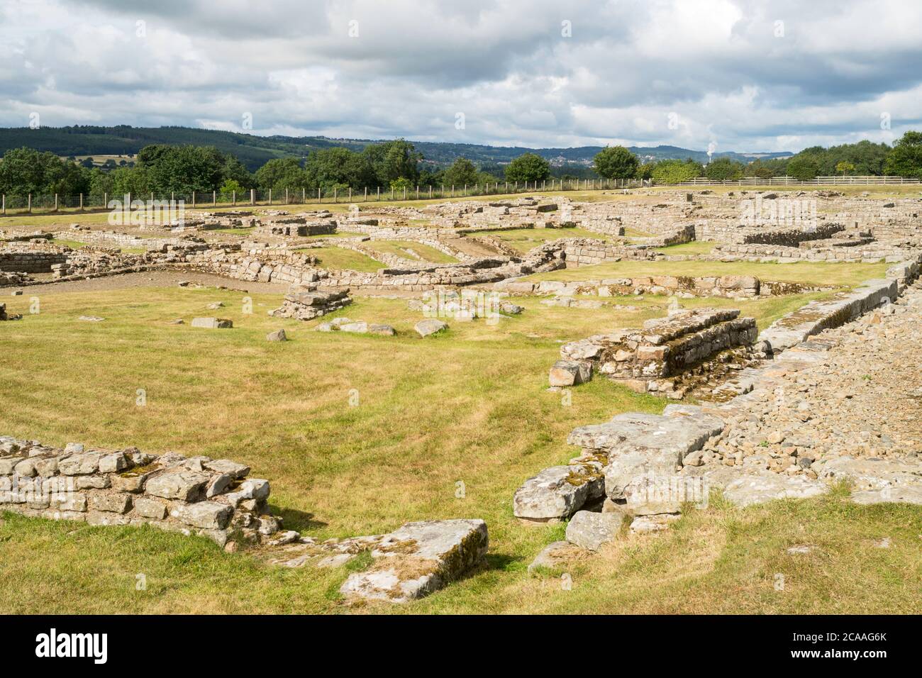 View across the Corbridge Roman site in Northumberland, England, UK ...