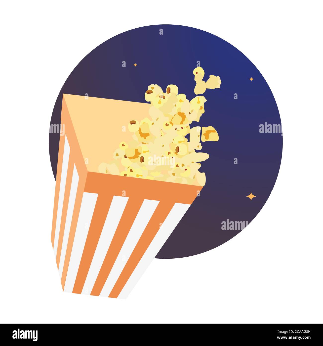 Paper cup with popcorn background. Striped popcorn cardboard bucket ...