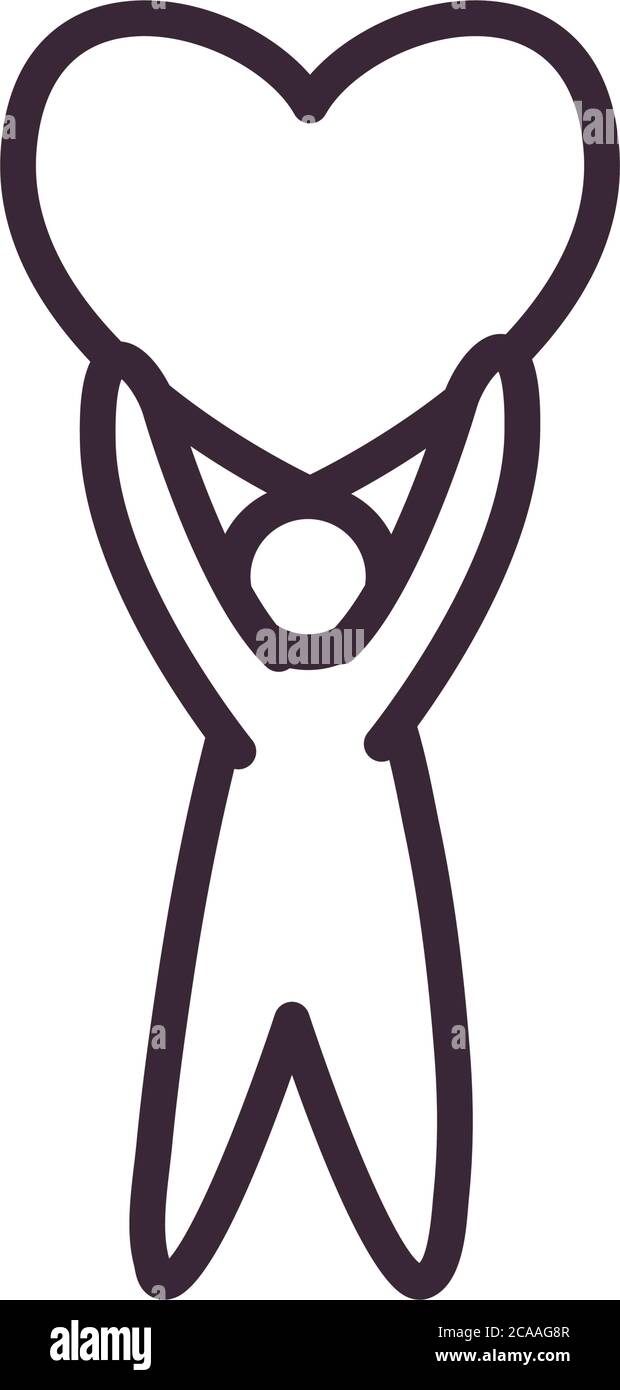 volunteer avatar man with heart line style icon design of Charity and ...