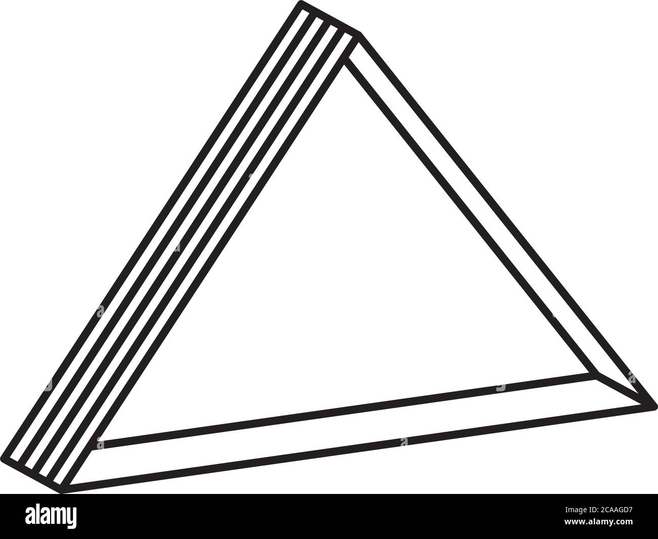 3d triangle shape icon over white background, line style, vector ...