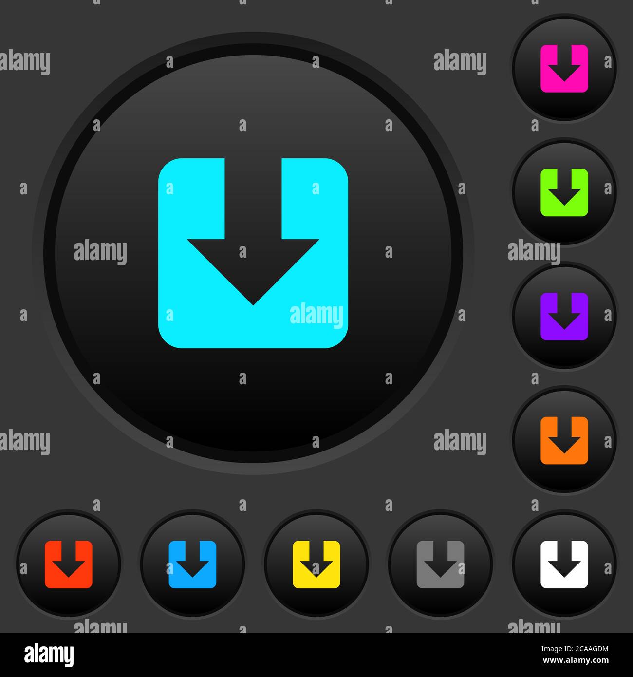 Download dark push buttons with vivid color icons on dark grey ...